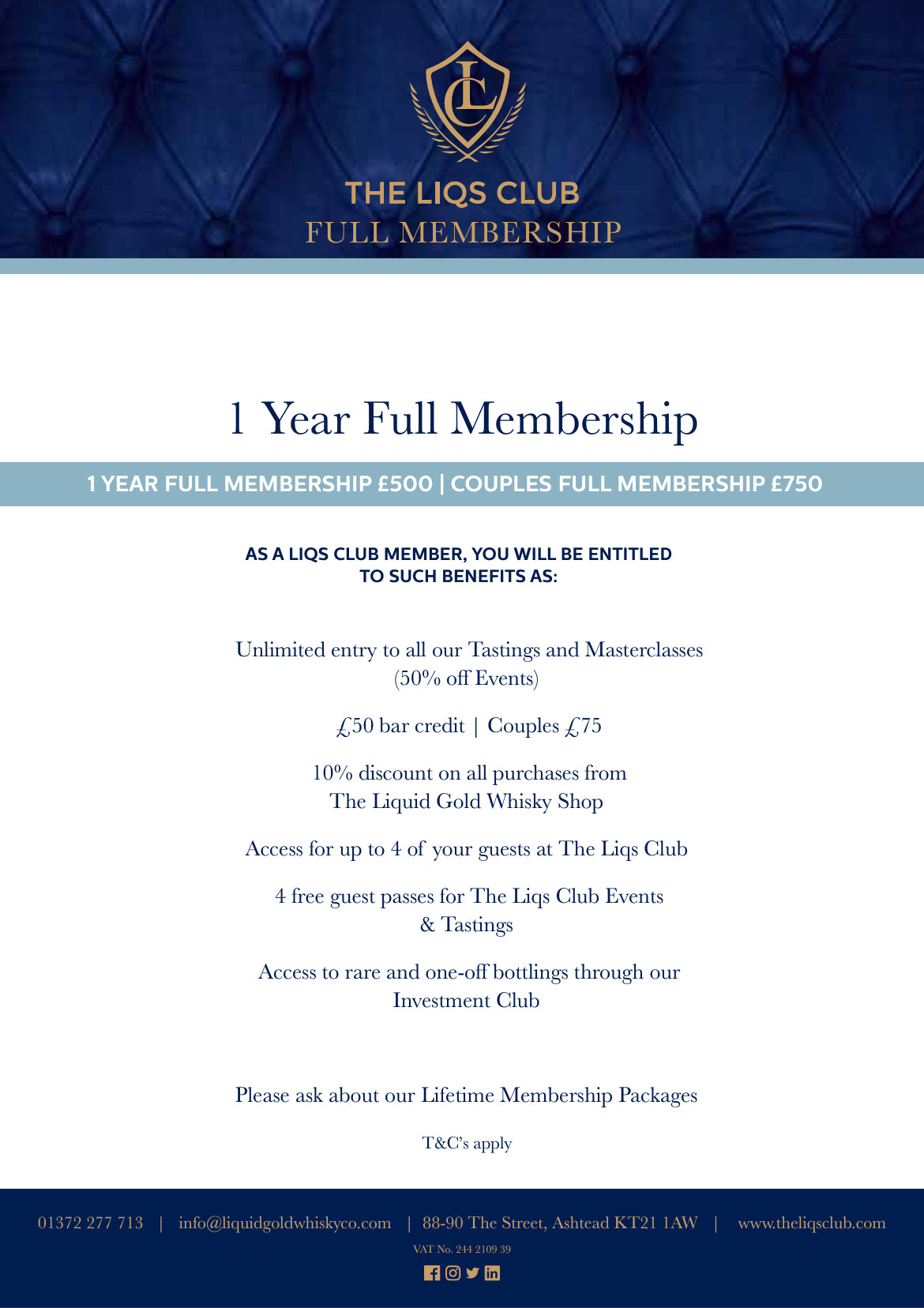Full Membership - 1 Year – Liqs Club